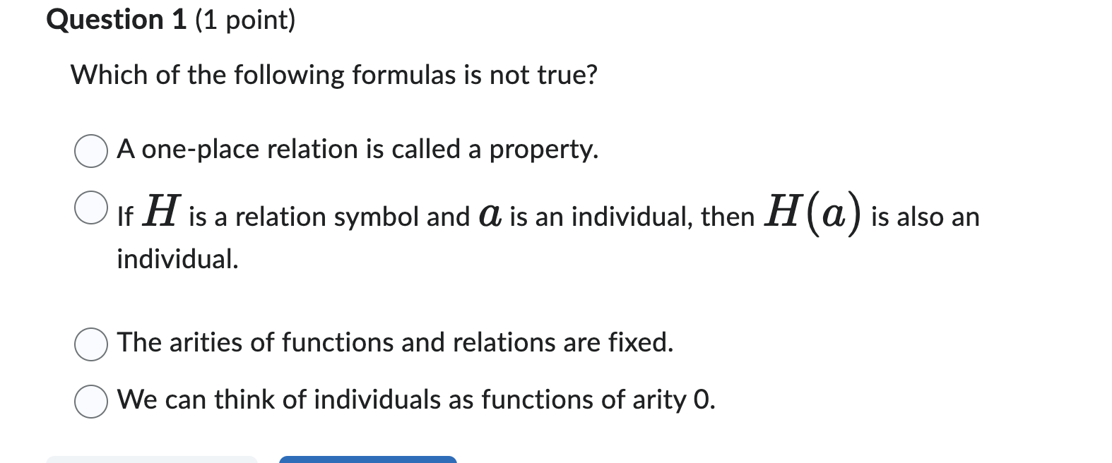 Solved Question 1 (1 ﻿point)Which of the following formulas | Chegg.com
