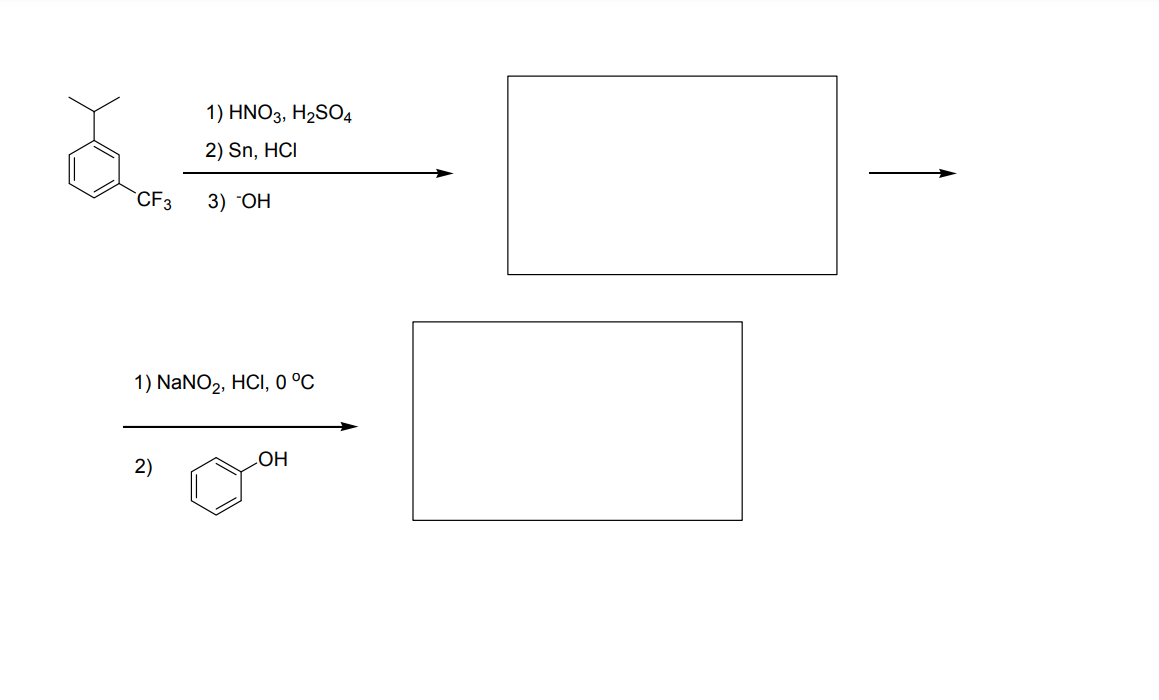 Solved 1) 2) KMnO4,−−OH, heat 3) H3O+1) HNO3,H2SO4 2) Sn,HCl | Chegg.com