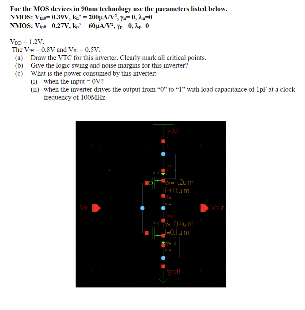 Solved For the MOS devices in 90nm technology use the | Chegg.com