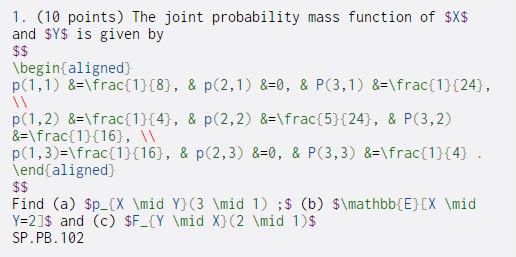 Solved 1. (10 points) The joint probability mass function of | Chegg.com