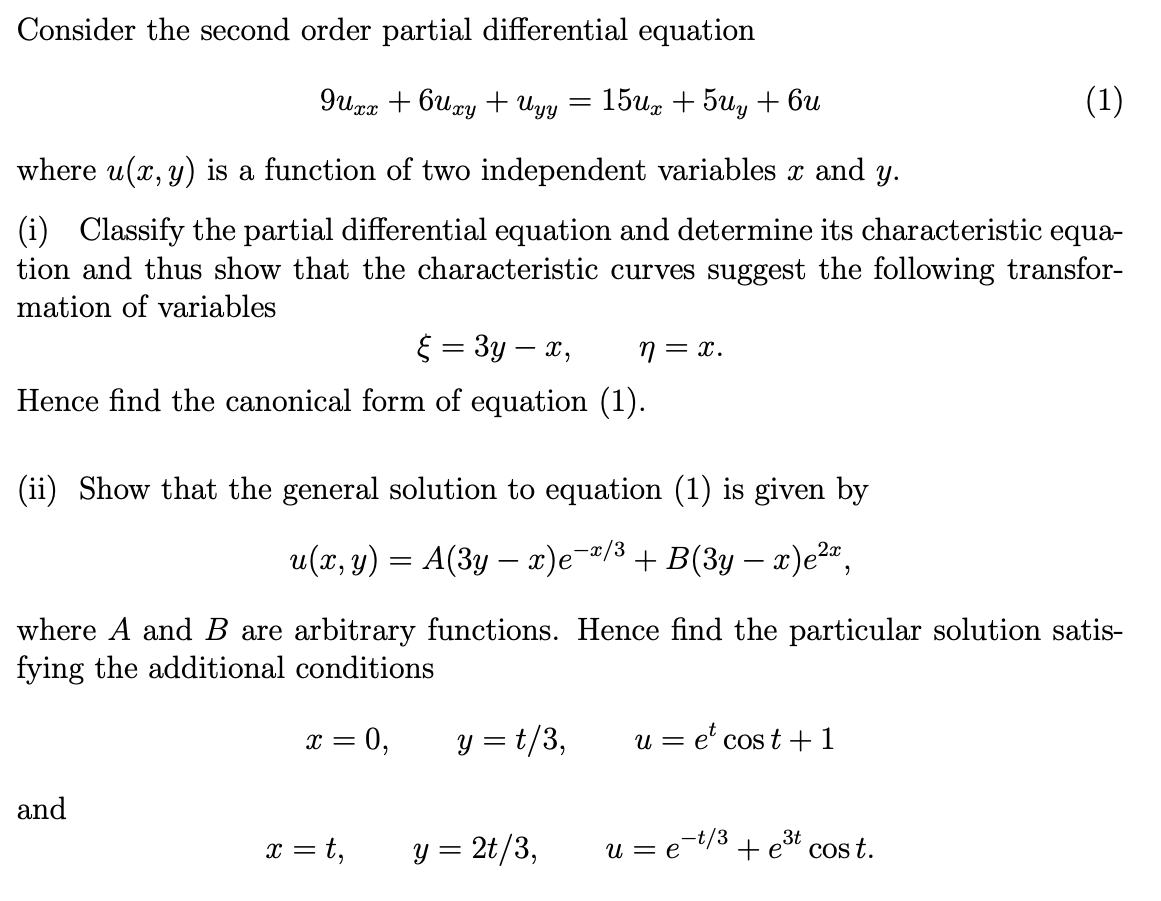 Solved Consider the second order partial differential | Chegg.com