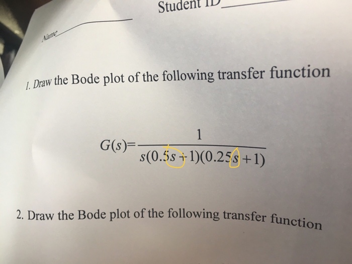 Solved Student ID L. Draw the Bode plot of the following | Chegg.com