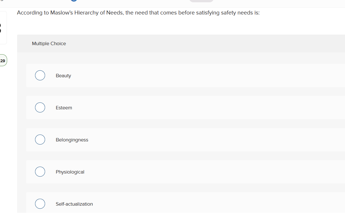 Solved According to Maslow's Hierarchy of Needs, the need | Chegg.com