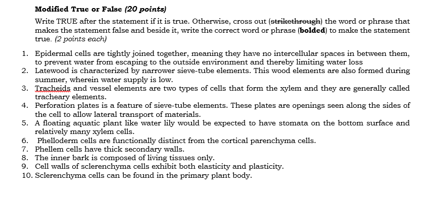 Solved Modified True or False (20 points) Write TRUE after | Chegg.com