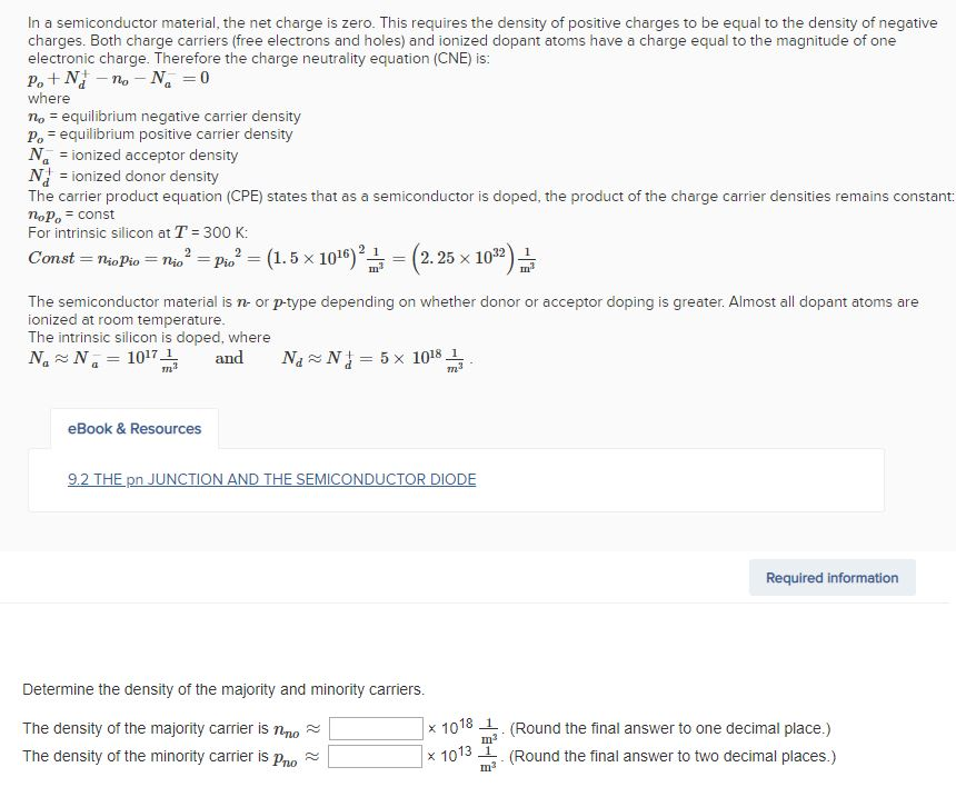 Solved In a semiconductor material, the net charge is zero. | Chegg.com