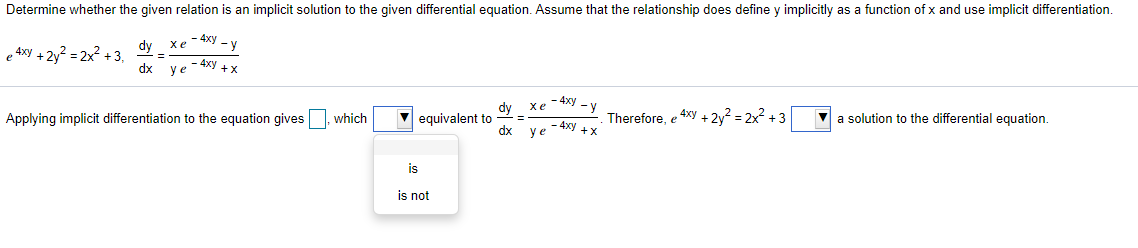 Solved Determine whether the given relation is an implicit | Chegg.com