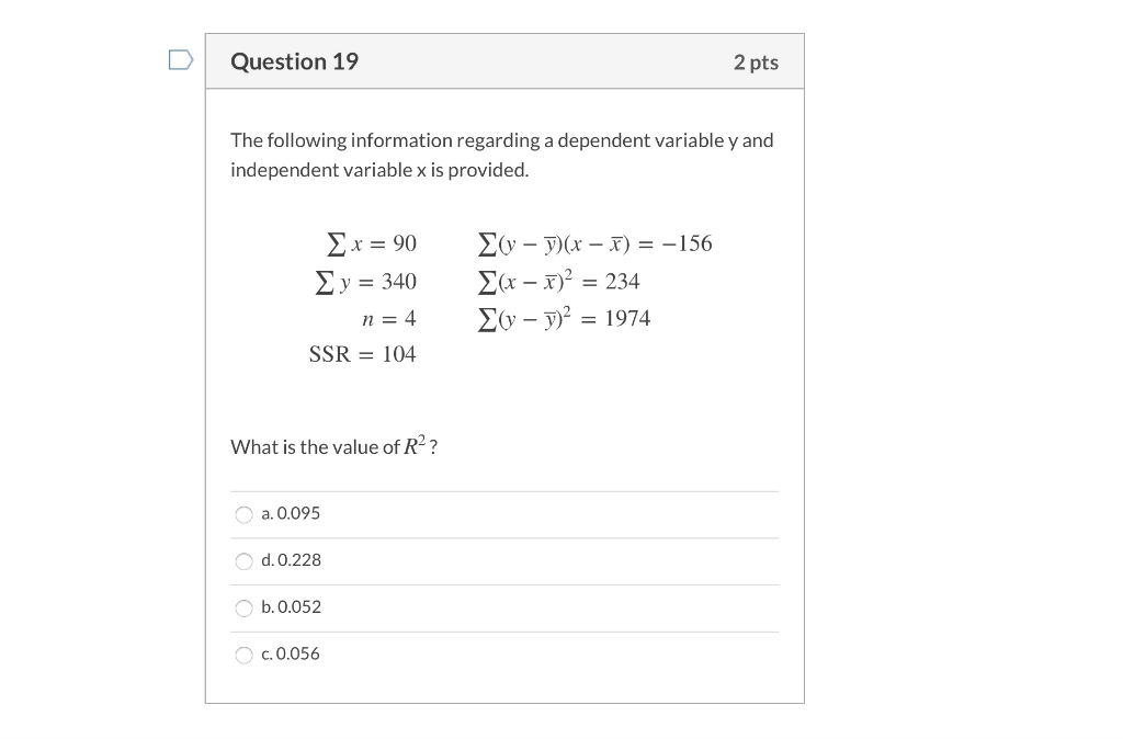 Solved D Question 19 2 Pts The Following Information 