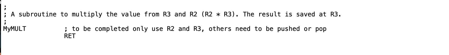 Solved A subroutine to multiply the value from R3 and R2 | Chegg.com