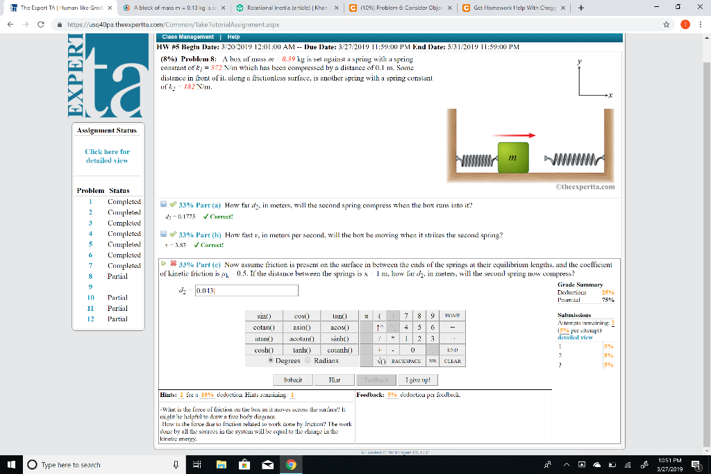 Solved 灈The Expert TA Human like Grad θ Ablock of mass m-Q13 | Chegg.com