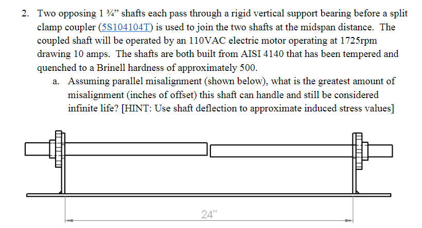 2. Two opposing 1 " shafts each pass through a rigid | Chegg.com