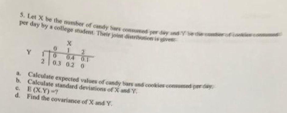 Solved be the number of candy bars consumed per day and Yue | Chegg.com