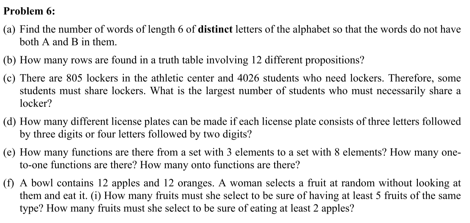 Solved Problem 6: (a) Find the number of words of length 6 | Chegg.com