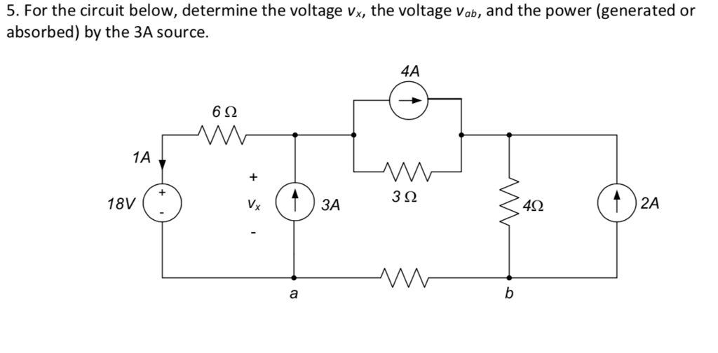 Solved 5. For the circuit below, determine the voltage vx, | Chegg.com