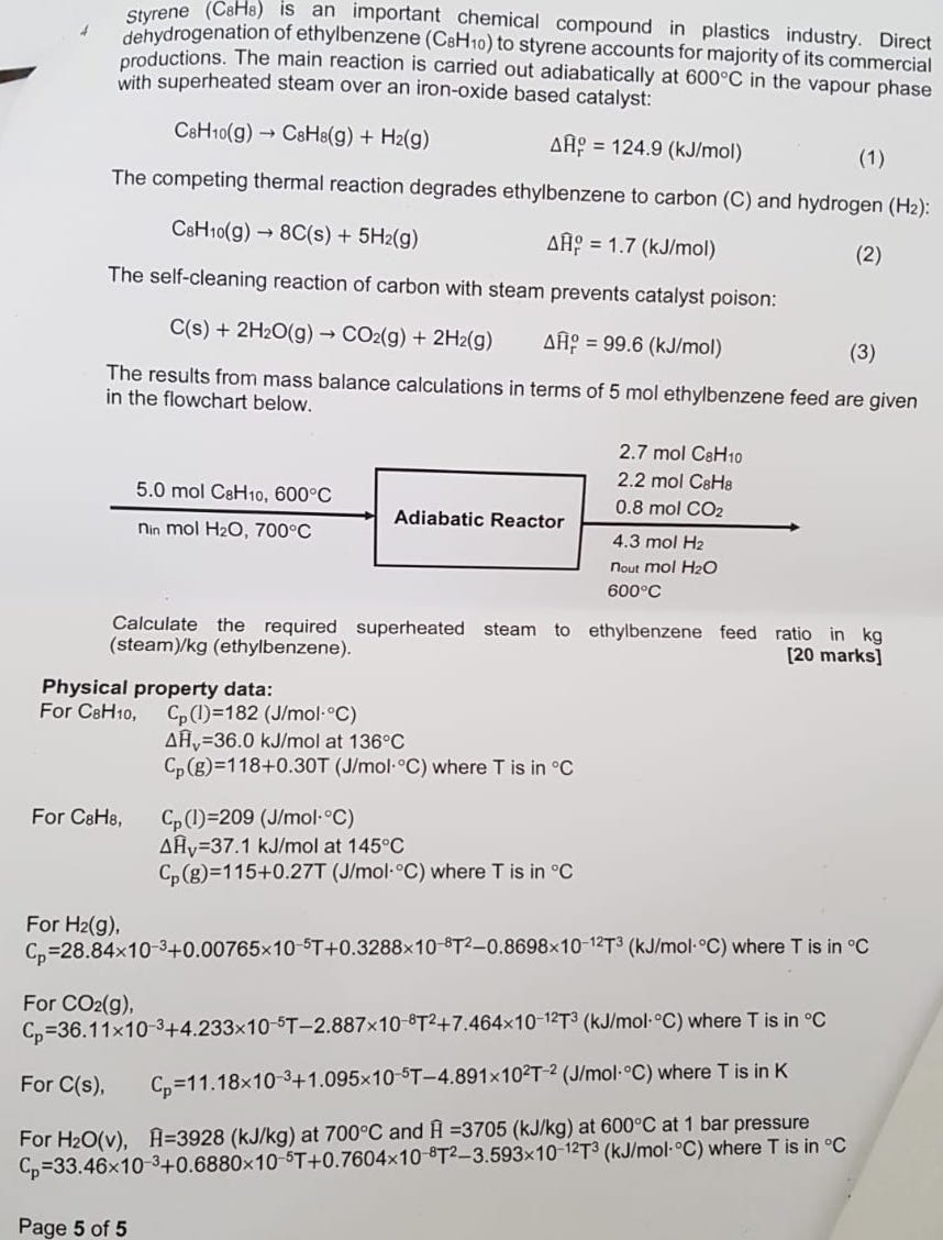 Solved Styrene (C8H8) is a (CH) is an important chemical | Chegg.com
