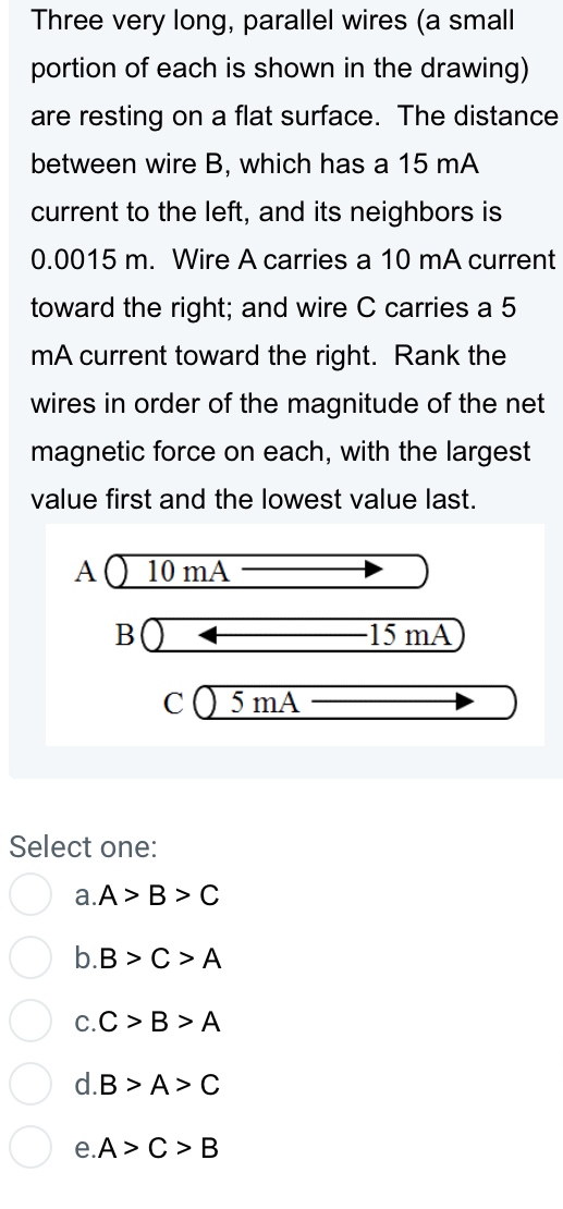 Solved Three very long, parallel wires (a small portion of | Chegg.com