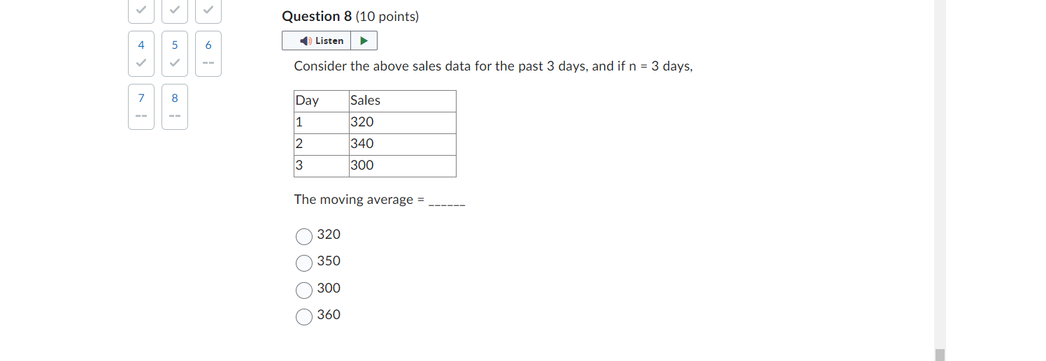 Solved Consider the above sales data for the past 3 days, | Chegg.com