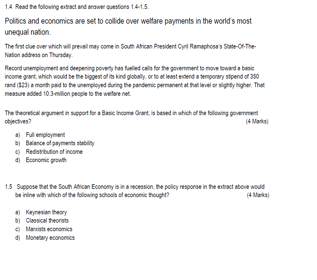 Solved 1.4 Read the following extract and answer questions | Chegg.com