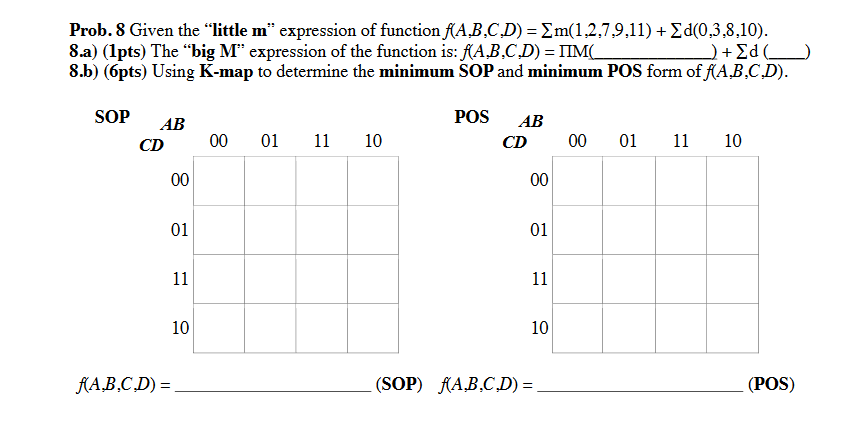 Solved Prob. 8 Given the "little m" expression of function | Chegg.com