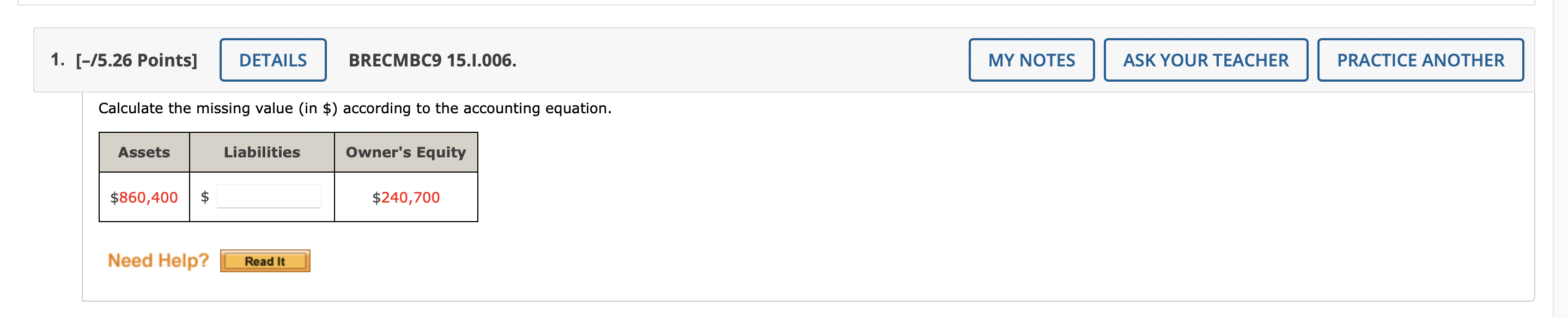 Solved 1. [-75.26 Points] DETAILS BRECMBC9 15.1.006. MY | Chegg.com