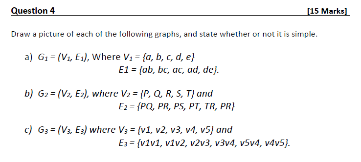 Solved Question 4 [15 Marks] Draw a picture of each of the | Chegg.com