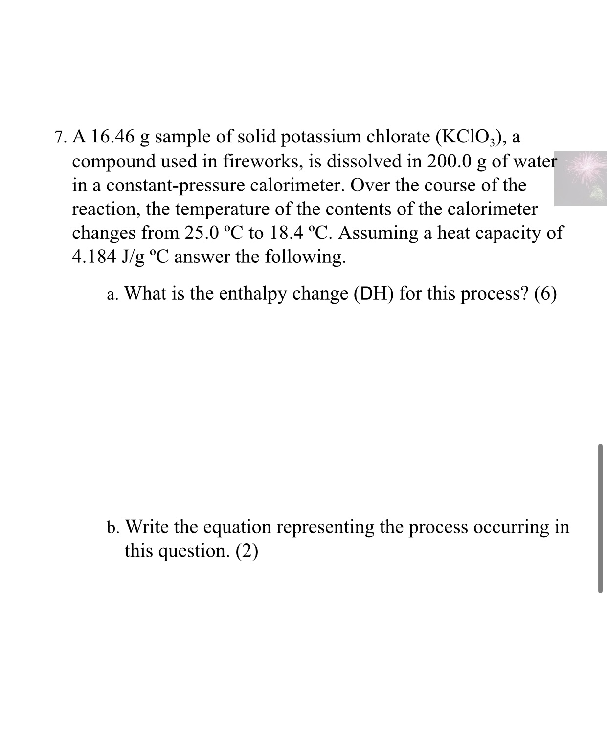 Solved A 16.46g ﻿sample of solid potassium chlorate (KClO3), | Chegg.com