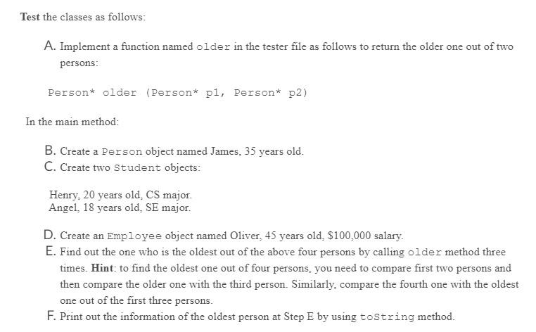 Solved -age: int Person -name: string The name of a person | Chegg.com