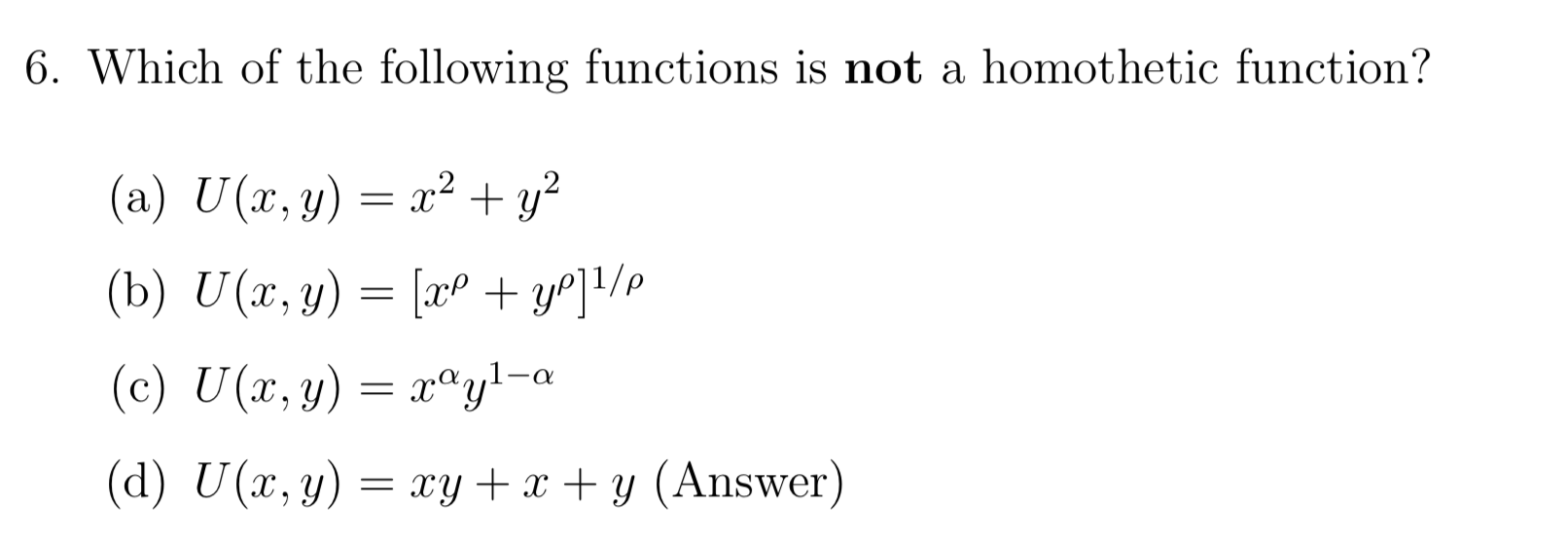 Solved 6. Which of the following functions is not a | Chegg.com