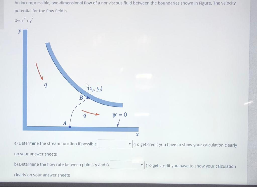 Solved An incompressible, two-dimensional flow of a | Chegg.com