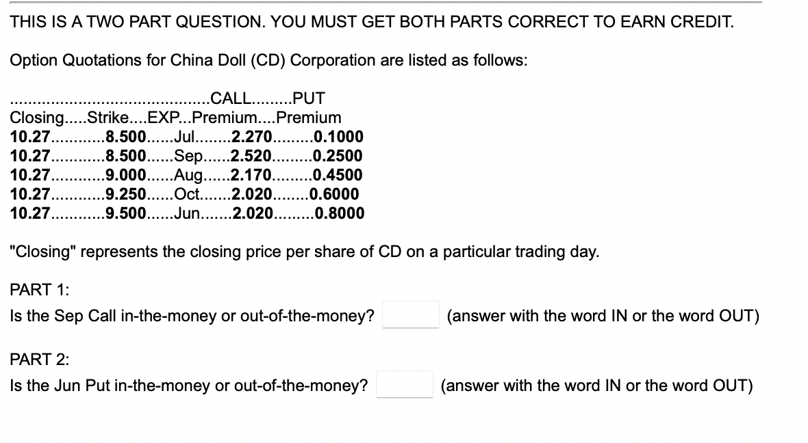 Solved THIS IS A TWO PART QUESTION. YOU MUST GET BOTH PARTS | Chegg.com