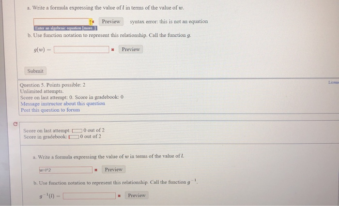 Solved a. Write a formula expressing the value of A in terms | Chegg.com