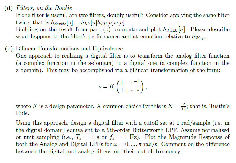 Solved Filters are a type of system. In the design of FIR | Chegg.com