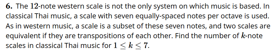 Solved Help with combinatorics6. ﻿The 12 -note western scale | Chegg.com