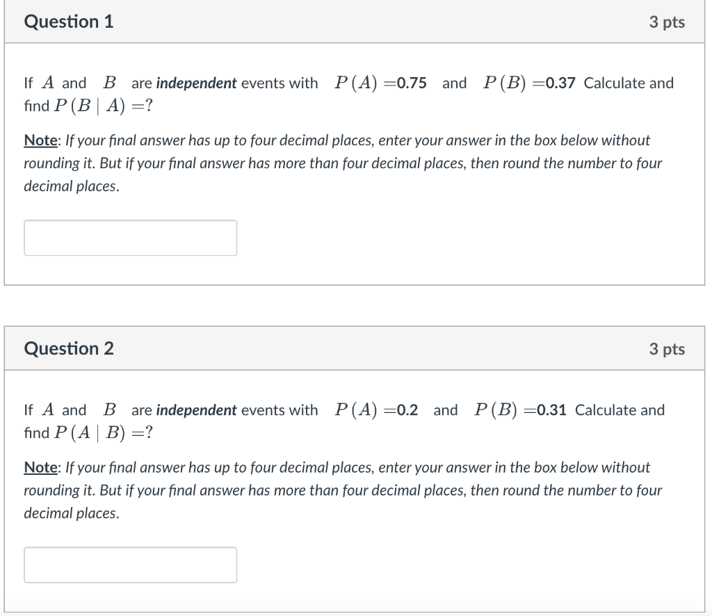 Solved If A and B are independent events with P(A)=0.75 and | Chegg.com