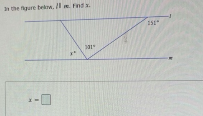Solved In the figure below, llm. Find x. | Chegg.com