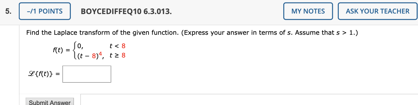 Solved Find the Laplace transform of the given function. | Chegg.com