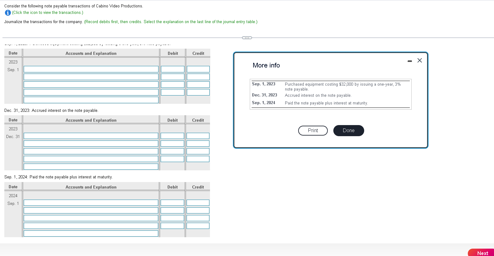Consider the following note payable transactions of | Chegg.com