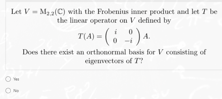 Solved Let V = M2,2(C) with the Frobenius inner product and | Chegg.com