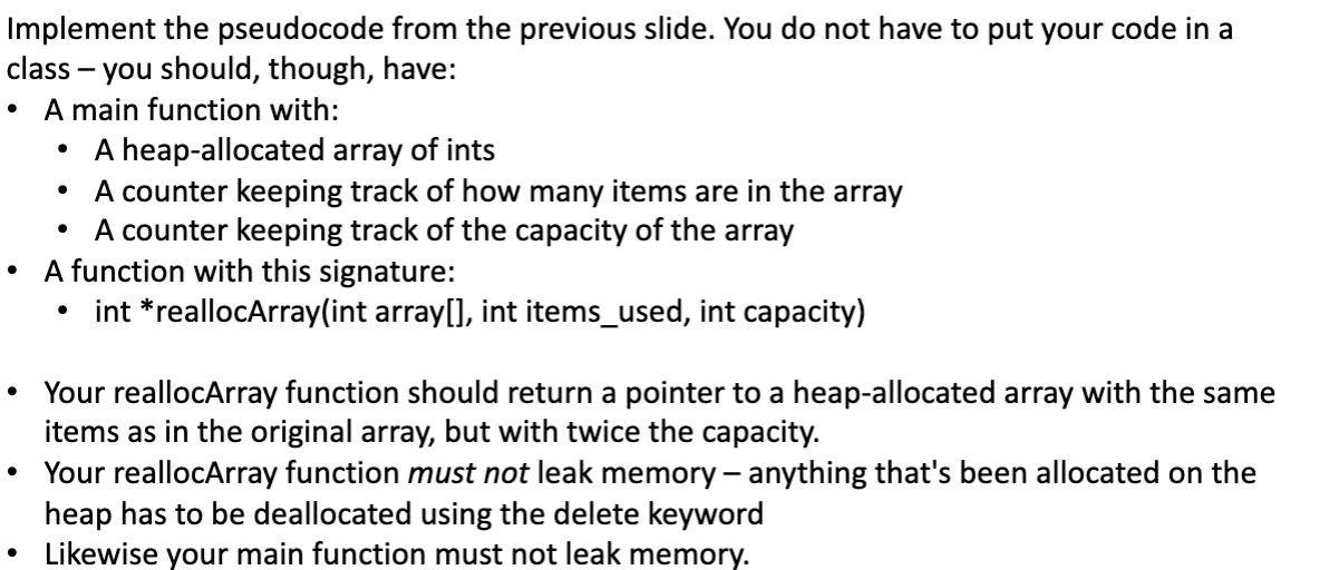 Solved Your Function Should Take An Array Of Ints An Int 9785