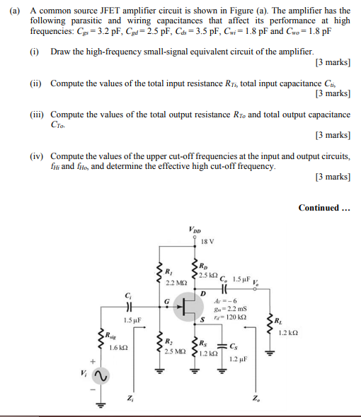 Solved (a) A common source JFET amplifier circuit is shown | Chegg.com