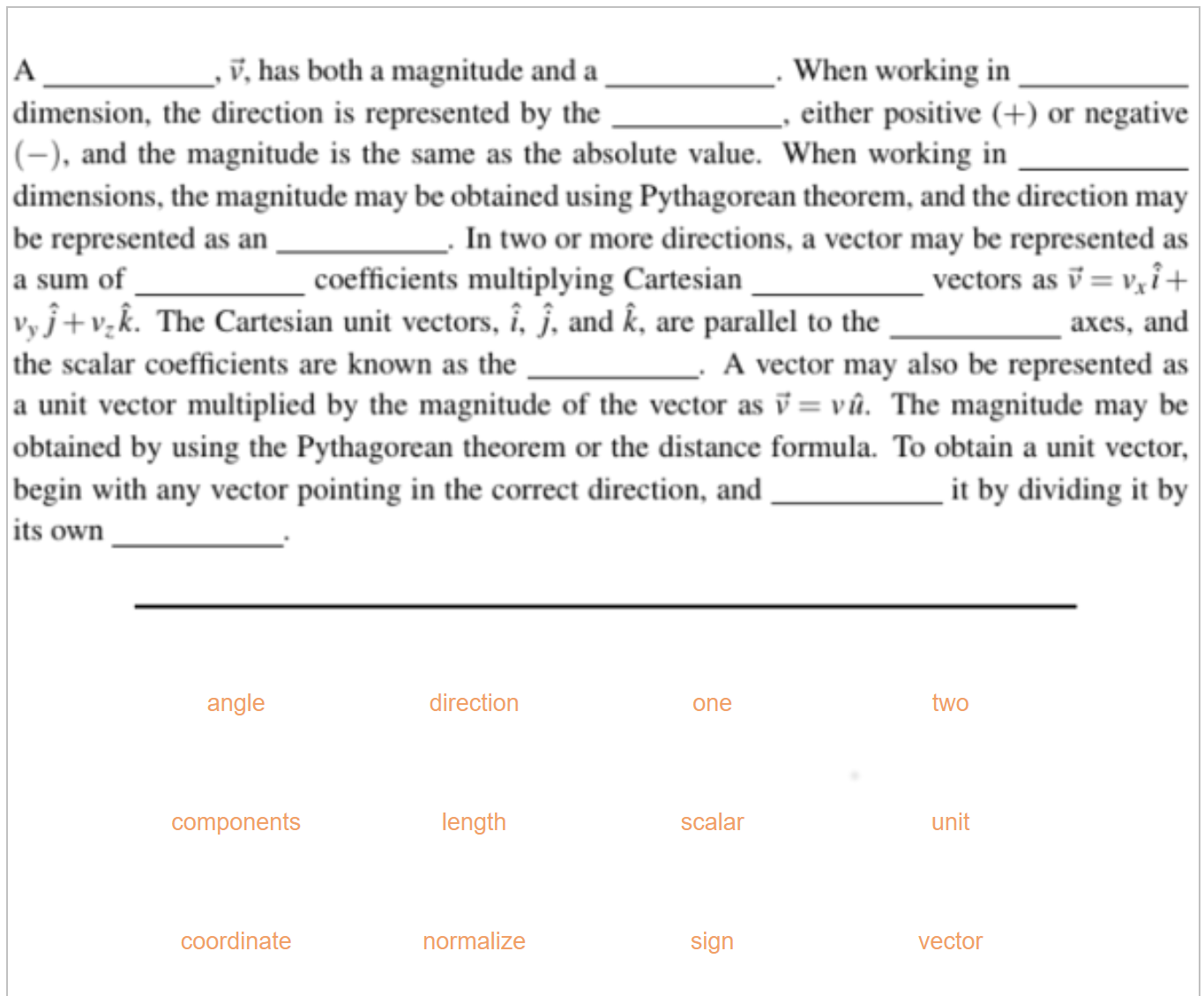 Solved A, ﻿vec(v), ﻿has both a magnitude and aWhen working | Chegg.com