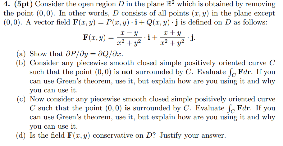 4. (5pt) Consider the open region D in the plane R2 | Chegg.com