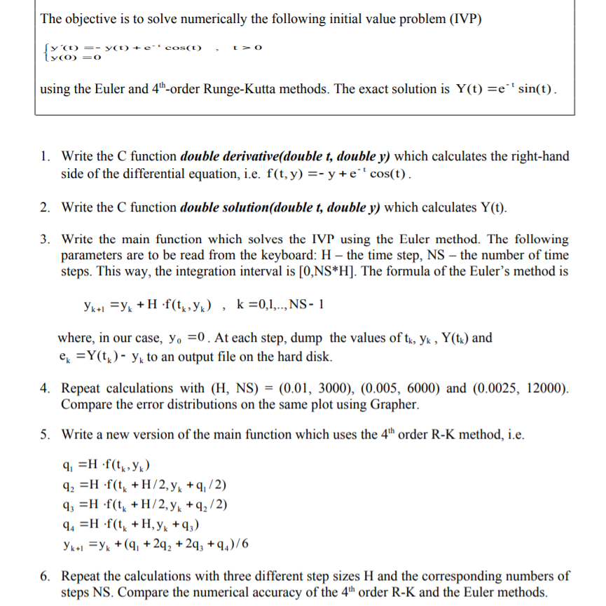 Solved The objective is to solve numerically the following | Chegg.com