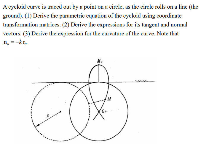 A cycloid curve is traced out by a point on a circle, | Chegg.com