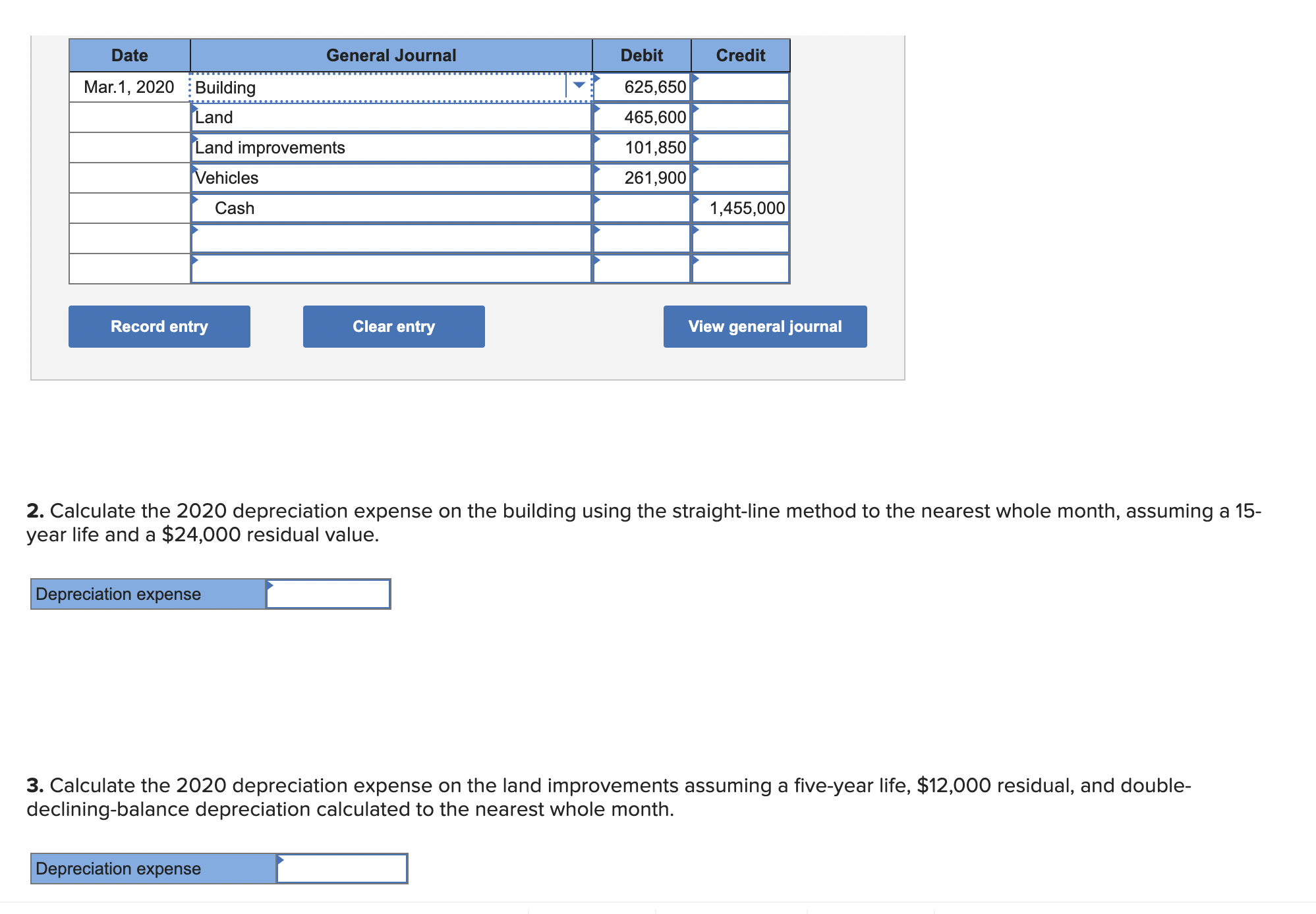 Solved Calculate the 2020 ﻿depreciation expense on the | Chegg.com