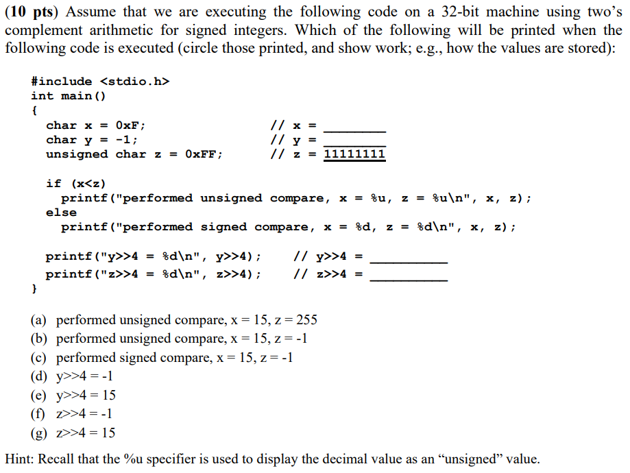 Solved (10 pts) Assume that we are executing the following | Chegg.com