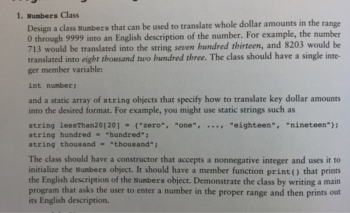 Solved 1. Numbers Class Design a class Numbers that can be | Chegg.com