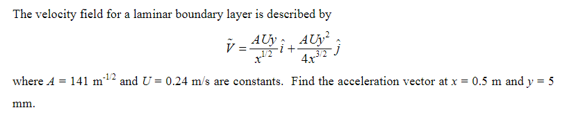 Solved The velocity field for a laminar boundary layer is | Chegg.com