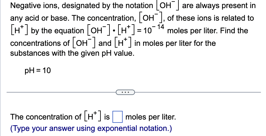 Solved Negative ions, designated by the notation [OH−]are | Chegg.com