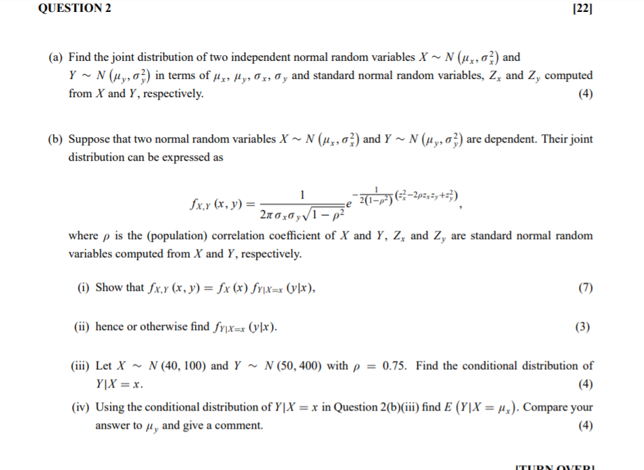 Solved QUESTION 2 [22] (a) Find the joint distribution of | Chegg.com