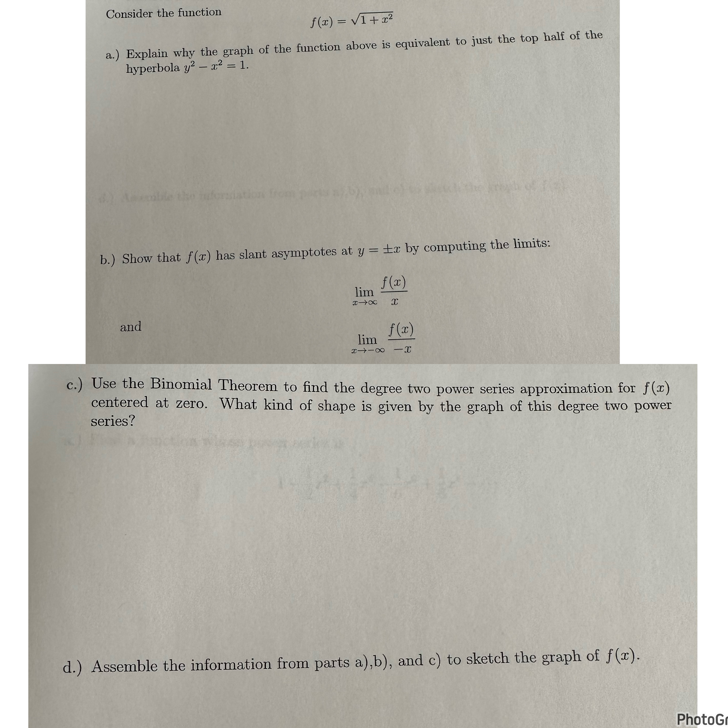Solved Consider the function f(x)=1+x2 a.) Explain why the | Chegg.com